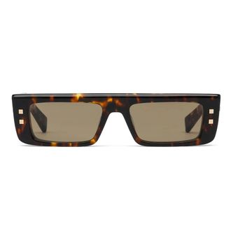 Balmain Spotted Havana Sonnenbrille mit 18K Gold - - Accessories - Damen - Braun - ONE SIZE