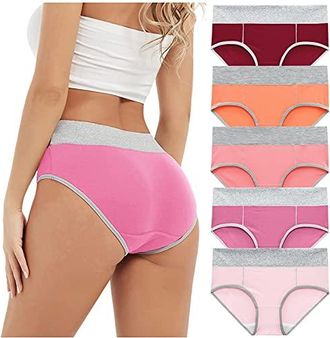 Generic Lot De 6 Culotte sans Couture Femme Taille Haute- Culotte Coton Rehausseurs De Hanches Coutures De Couleur Contrast&eacute;E Simple Slim Slip Comfortable Ant