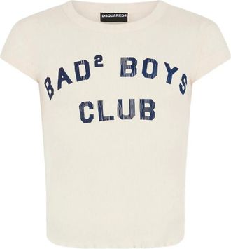 Dsquared2 Homme, Tops, Beige, Taille: L T-shirt &agrave; col rond avec imprim&eacute; de lettres