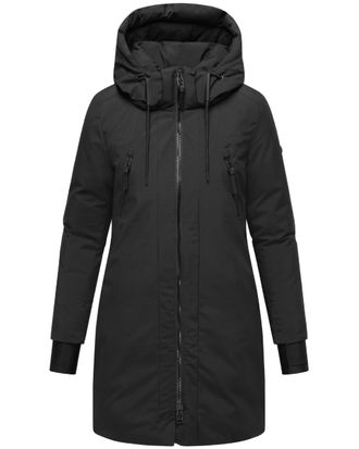 Navahoo Damen modischer Wintermantel warmer Parka mit (abnehmbarer) Kapuze und Rucksacktr&auml;gern innen Winterzart 14 Black Gr. 3XL