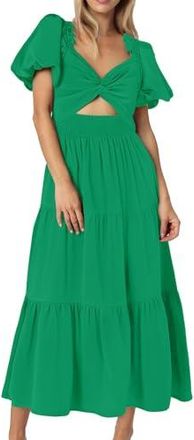 Generic Robe amincissante &agrave; manches longues et col en V pour femmes 2026, Vert, 3XL