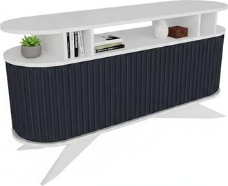 Dmora Buffet Zaurak, Buffet du Salon, Commode de Salon, Garde-Manger de Cuisine, 150x43h75 cm, Blanc et Anthracite