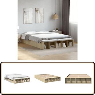 vidaXL Cadre de lit sans matelas chêne sonoma 150x200 cm - Cadre De Lit - Lit Double - Lit Design - Lit Moderne - Lit Coffre Rangements