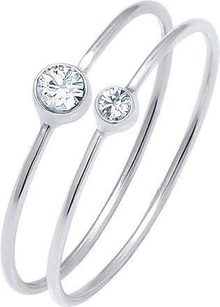 Elli Ring Damen Set Elegant Basic mit Kristallen in 925 Sterling Silber