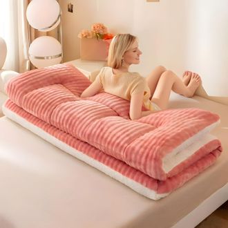 Generic Verbesserte Futon-Matratze, ultradicke, Faltbare Schlafunterlage, doppelte Matratzenauflage aus Milchdaunen, leicht zu waschen, sanft zur Haut, ideal 