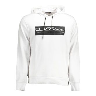 Cavalli Homme, Sweatshirts et sweats à capuche, Blanc, Taille: 2XL Sweat à capuche sans zip, blanc, logo imprimé