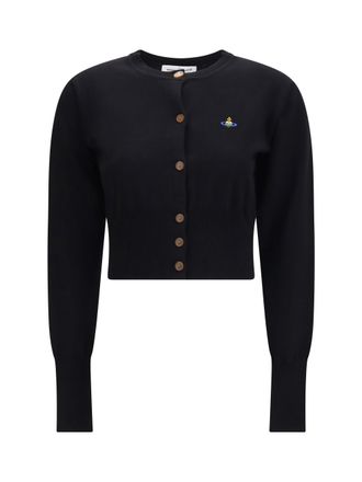 Vivienne Westwood Womens Cropped Cardigan Bea Black Cotton Sweater