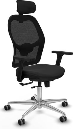 Piqueras y Crespo Schwarzer Schreibtischstuhl mit 3D-Armlehnen, h&ouml;henverstellbarer Lendenwirbelst&uuml;tze und h&ouml;henverstellbarem Kopfteil, Neigung und Neigung, ausgestattet