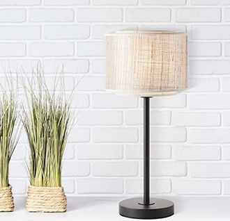 Brilliant Tischlampe im Nature Stil - dekorative Tischleuchte mit Schnurzwischenschalter - geeignet für E27 Leuchtmittel aus Metall/Textil/Papier,in schwarz/bei