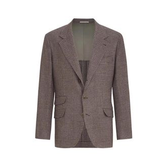Brunello Cucinelli Prince of Wales Cavallo Blazer - - Jackets - Herren - Braun - XL