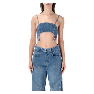Marine Serre Femme, Tops, Bleu, Taille: 36 FR Moon Denim Shaped Top
