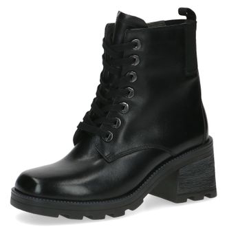 Caprice Damen Stiefeletten zum Schnüren aus Leder mit Blockabsatz, Schwarz (Black Nappa), 39 EU