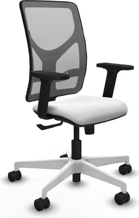 Piqueras y Crespo B&uuml;rostuhl aus Stoff, h&ouml;henverstellbar, mit Rollen und 2D-Armlehnen, h&ouml;henverstellbare Lendenwirbelst&uuml;tze, 3 Positionen, Grau/Wei&szlig;