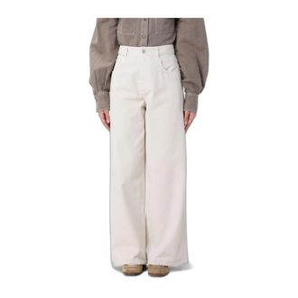 Brunello Cucinelli Weite Baumwoll-Denim-Jeans - - Jeans - Damen - Wei&szlig; - S