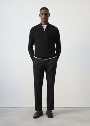 Mango Feinstrickpullover mit Rei&szlig;verschluss schwarz - Herren - XXL - MANGO MAN