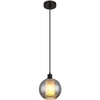 Globo Lighting Suspension luminaire suspension lampe de salon boule verre noir fum&eacute; H 120 cm