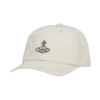 Vivienne Westwood Femme, Accessoires, Beige, Taille: M/L Cotton Orb-embroidery Baseball Cap