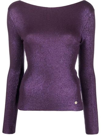 Blugirl pull nervur&eacute; &agrave; plaque logo - Violet