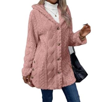 Generic Cardigan &agrave; capuche en jacquard pour femme, manches longues, v&ecirc;tement dext&eacute;rieur en tricot chaud pour lautomne et lhiver, poches pour un usage quotidie