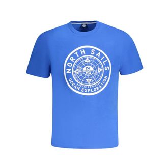 North Sails Blau Baumwoll T-Shirt mit Nautischem Druck - - Tops - Herren - Blau - XL