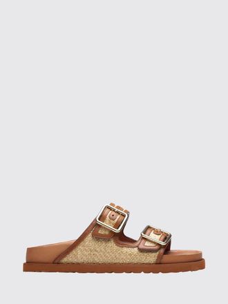 Birkenstock Sandales plates 1774 Arizona bicolores en cuir et raphia