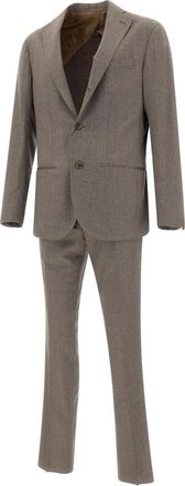 Barba Homme, Costumes, Beige, Taille: L Costume Deux Pi&egrave;ces en Laine &agrave; Chevrons