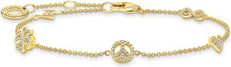 Thomas Sabo Thomas Sabo Damen Armband mit Symbolen 925er Sterlingsilber 750er Gelbgold Vergoldung mit Zirkonia, A2039-414-14-L19V