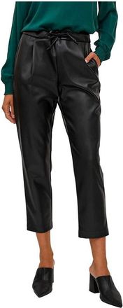 Vila Damen Vinille Rw Coated 7/8 Pants - Noos Kunstlederhose, Schwarz, 36 EU