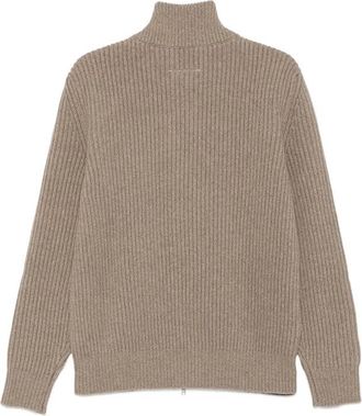 Maison Margiela Ribbed Knit Wool Cardigan - Gray