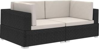 vidaXL Vidaxl - Chaises dangles lot de 2 avec coussins R&eacute;sine tress&eacute;e Noir