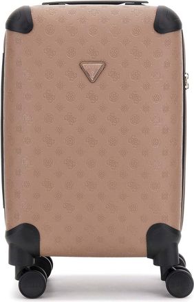 Guess Koffer mit Rollen, Monogramm-Design in Relief, Beige, 4 drehbare Räder, TSA-Verschluss
