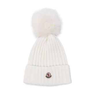 Moncler Femme, Accessoires, Blanc, Taille: ONE Size Chapeau dHiver en Laine Naturelle