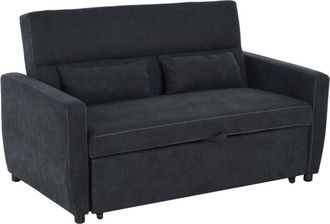 HOMCOM Homcom - Schlafsofa, 2-Sitzer Sofa mit Schlaffunktion, Verstellbare R&uuml;ckenlehne, Couch mit Kissen, Samtoptik, Schlafcouch f&uuml;r Wohnzimmer