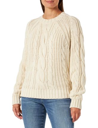 Mustang Jeans Damen Style Camilla C Cable Pullover, Whisper White 2013