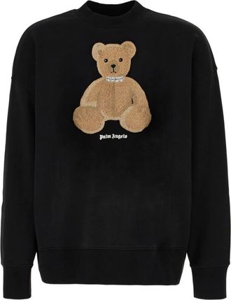 Palm Angels Homme, Sweatshirts et sweats &agrave; capuche, Noir, Taille: M SweaT-shirt avec motif ours textur&eacute;
