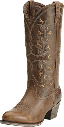 Ariat Womens Desert Holly Almond Toe Western Boots in Pearl Leather, B Medium Width, Size 41.5, by Ariat