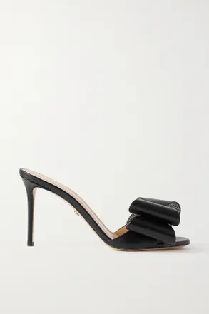 Mach & Mach Le Cadeau Mules Aus Leder Mit Kristallen - Schwarz