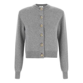 Balmain Femme, Pulls, Gris, Taille: 38 FR Cardigan en cachemire