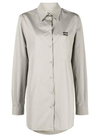 Miu Miu Grey Logo Detail Shirt Size S