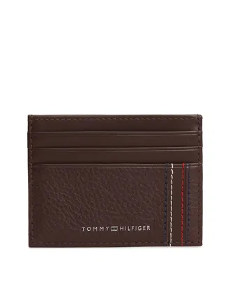 Tommy Hilfiger Kartenetui TOMMY HILFIGER TH CENTRAL CC HOLDER, Damen, kaffeebraun, Leder, unifarben, Basic, Kleinlederwaren, Unisex, Minigeldbeutel, Portemonneai mit