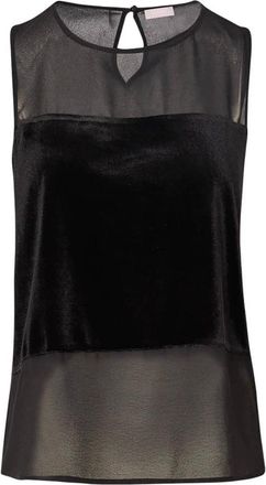Liu Jo Femme, Tops, Noir, Taille: 38 FR Velours Insert Top Crêpe