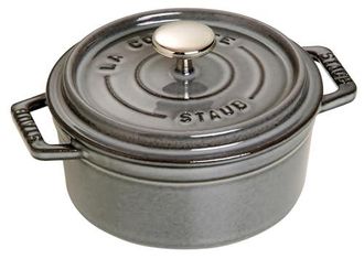 Staub Cocotte en Fonte Émaillée avec Couvercle, Tous feux dont induction, 1 personne, Ronde, 12 cm, 0,40 L, 1,3 kg, Gris Graphite