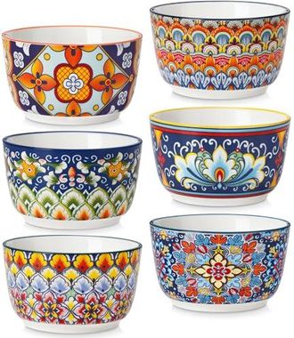 VANCASSO Ramequins Lot, 6 X 240 ML Ramequins et Moules &agrave; Souffl&eacute;s en Porcelaine, Ramequin Creme Brulee pour Muffin et G&acirc;teau, Ramequin Four &agrave; Cr&egrave;me, Sauce, Fru