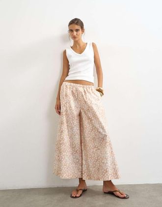 Topshop culotte trap&egrave;ze en popeline &agrave; imprim&eacute; animal abstrait-Multi