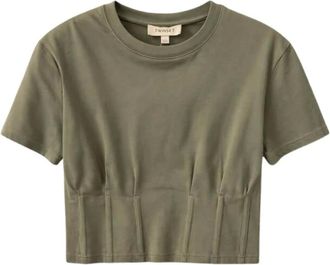 Twinset Femme, Tops, Vert, Taille: 38 FR Cors&eacute; T-Shirt