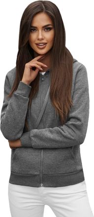 OZONEE Damen Kapuzenpullover Sweatjacke Sweatshirt Farbvarianten Kapuzenjacke Kapuzenpulli Langarm Kapuze Hoodie Sport Style Casual Fitness Basic Training 77