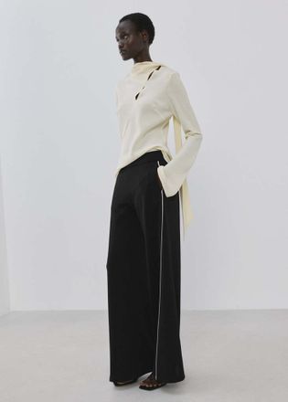 Mango Gerade Hose mit Seitenstreifen schwarz - Damen - XS - MANGO