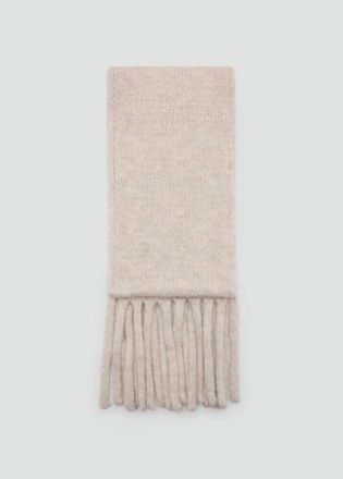 Mango &Eacute;charpe en maille &agrave; franges &eacute;cru - Femme - Taille unique - MANGO