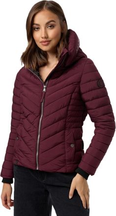 Marikoo Damen Stepp Jacke gesteppte warme &Uuml;bergangsjacke Kapuze B957 [B957-Kagom-Wine-Gr.XS]