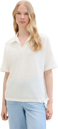 Tom Tailor Damen Sweatshirt mit Polokragen, Whisper White, XXL
